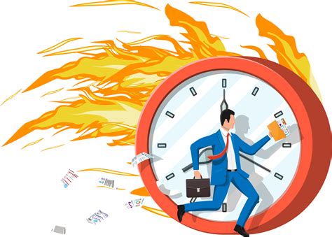 Businessman Is Fast Running On Big Clock 35773122 Png