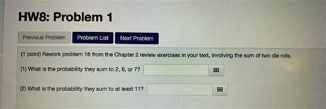 Solved Hw8 Problem 1 Previous Problem Problem List Next