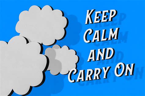 침착하게 종이 컷 효과와 푸른 하늘과 흰색 구름 배경에 텍스트를 수행 원근 3d 뷰 그림입니다 크리에이티브 디자인 배너 3차원