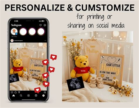 Disney Winnie The Pooh Editable Template For Pregnancy Announcements