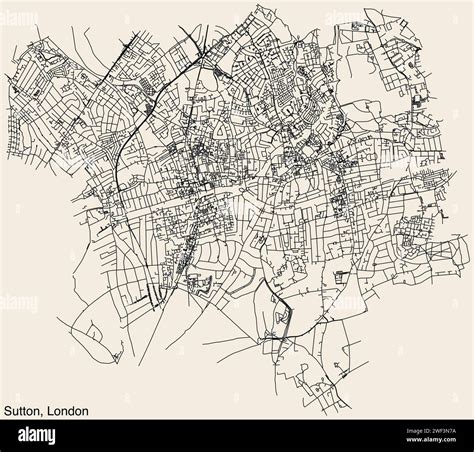 Street Roads Map Of The Borough Of Sutton London Stock Vector Image