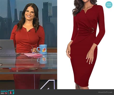 Wornontv Darlenes Red Ring Waist Detail Dress On Today Darlene