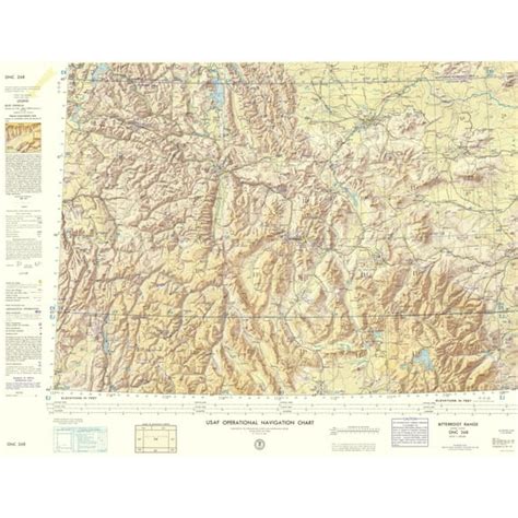 Topographical Map Bitterroot Range Montana Idaho Wyoming Sheet Usaf