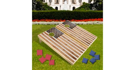 Rustic Wood Tone American Flag Horizontal Cornhole Set Zazzle