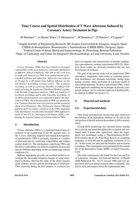Pdf Time Course And Spatial Distribution Of T Wave Alternans Induced