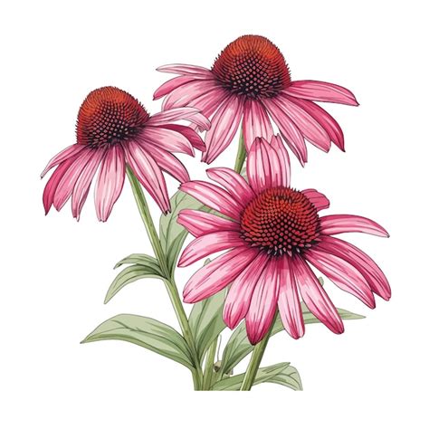 Premium Vector Echinacea Flower Vector Clipart White Background
