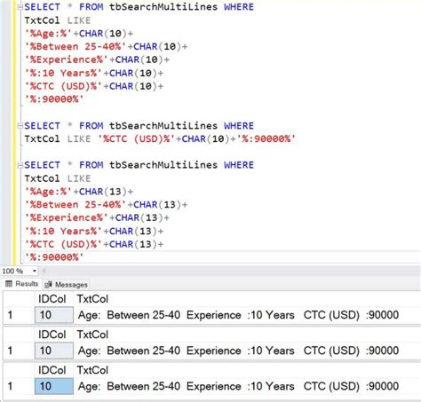 sql searching the column that has multiple lines big data and sql