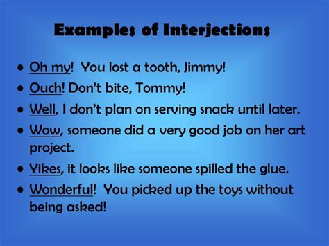 Interjection Examples Sentences