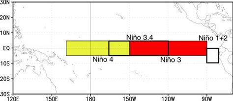Map Of Map Of Geographic Regions Of Niño 1 2 3 And 34 Sea Surface