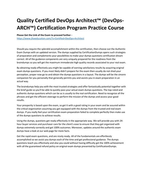 Ppt Quality Certified Devops Architect™ Devops Arch™ Certification