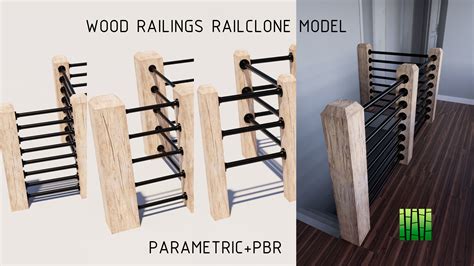 3d model wood railings railclone vr ar low poly cgtrader