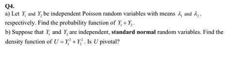 Solved Let Y And Y Be Independent Poisson Random Variables Chegg