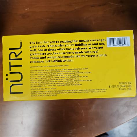 Nutrl Vodka Seltzer Lemonade Variety 355ml Can 8 Pack Top Shelf Liquor Ithaca