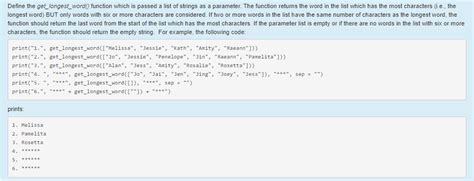 Solved Define The Getlongestword Function Which Is Passed