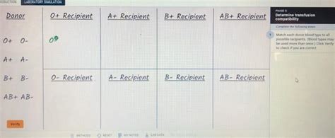 solved fduction laboratory similation donor 0 recipient a