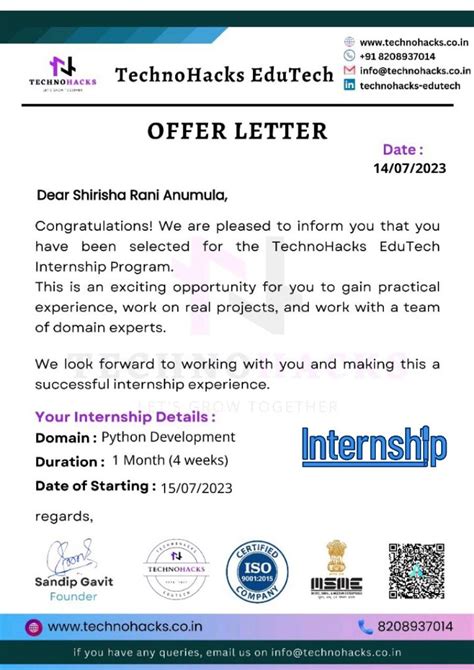 Shirisha Rani Anumula On Linkedin Techohacks Pythondeveloper