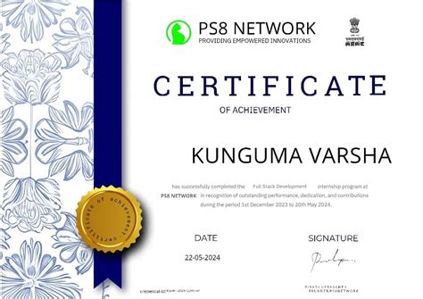 Kunguma Varsha M On Linkedin Proud To Wrap Up My Internship With Ps8