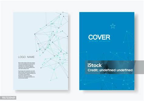 브로셔 템플릿 레이아웃 및 다각형 삼각형과 연결된 선과 점으로 커버 디자인 개념에 대한 스톡 벡터 아트 및 기타 이미지 개념 과학 기하 도형 Istock