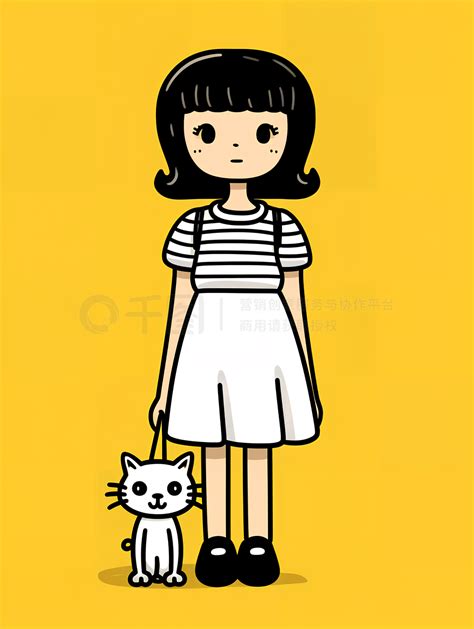 简笔画ai数字艺术 可爱女孩的简笔画 Ai立体元素免费下载 Png格式 2784像素 编号63380098 千图网