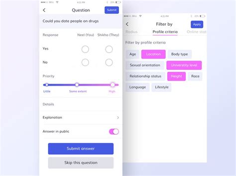 Questions And Filter By Section Wip Web App Design Mobile App
