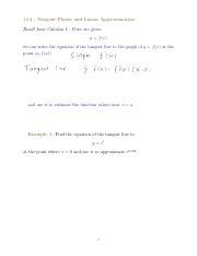 Tangent Planes and Linear Approximation in Multivariable Calculus | Course Hero