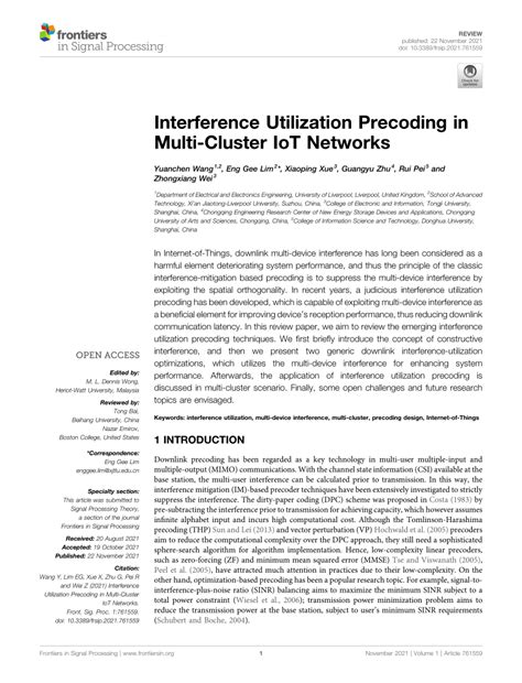 pdf interference utilization precoding in multi cluster iot networks