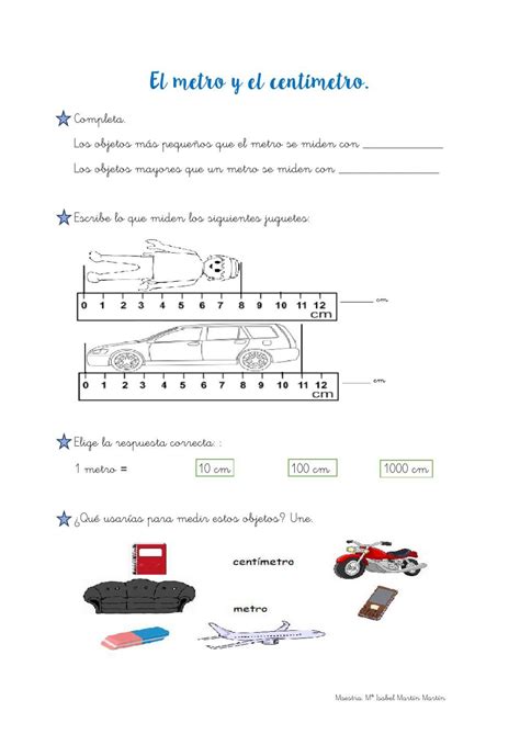 Ficha Online De Medidas De Longitud Para 1º Puedes Hacer Los