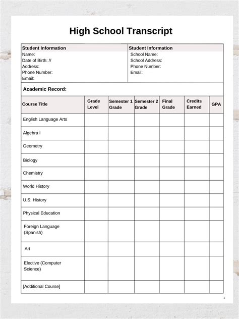 High Babe Transcript Homebabe Transcript Printable Official Transcript Editable Canva