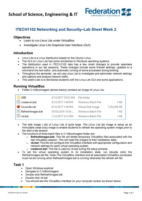 week 2 lab sheet lab work itech1102 networking and security lab