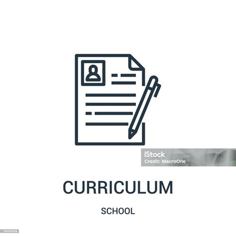 학교 컬렉션에서 교육 과정 아이콘 벡터입니다 얇은 라인 커리큘럼 개요 아이콘 벡터 일러스트 레이 션입니다 웹 및 모바일 앱 로고 인쇄 미디어에 사용할 선형 기호입니다 교육에