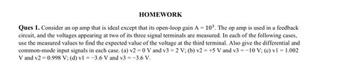 Solved Ques Consider An Op That Is Ideal Except That Chegg