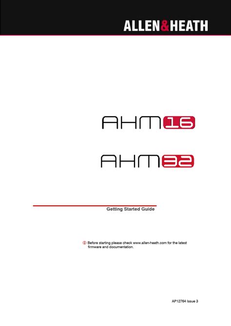 allen and heath getting started guide firmware warranty and documentation