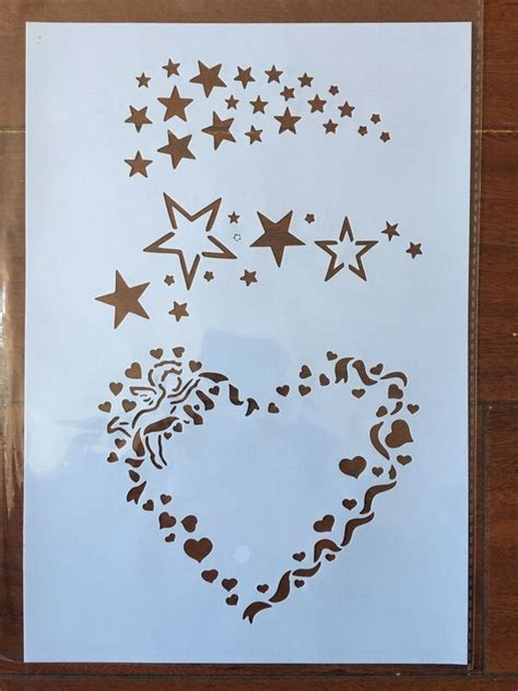 하트 오각형 Diy 스텐실 A4 29 21cm 벽화 스크랩북 색칠 엠보싱 앨범 장식 종이 카드 템플릿 수정 용품