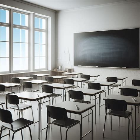 Premium Photo Blank Black Chalkboard In A Empty Class Room