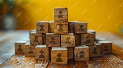 Premium Photo Pyramid Of Wooden Cubes Representing Teamwork And Unity