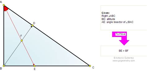 Educational Software Geometry Classes Problem 541 Right Triangle Altitude Angle Bisector