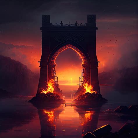 Premium Photo Hell Gate With Burning Fire In Middle