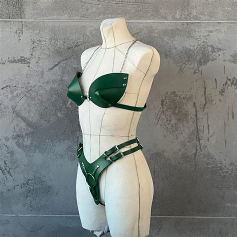 Bondage Leather Lingerie Women Bdsm Set With Chains T For