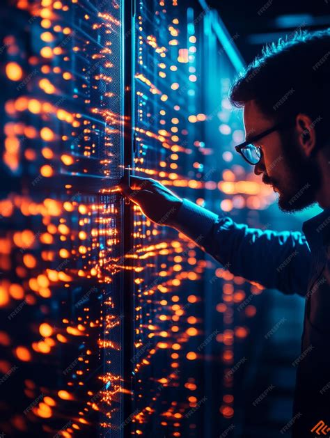 A Data Center Engineer Works On Server Racks In A Modern Data Center The Image Symbolizes The