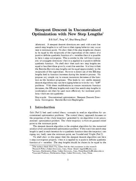 Steepest Descent In Unconstrained Optimization Pdf Eigenvalues And