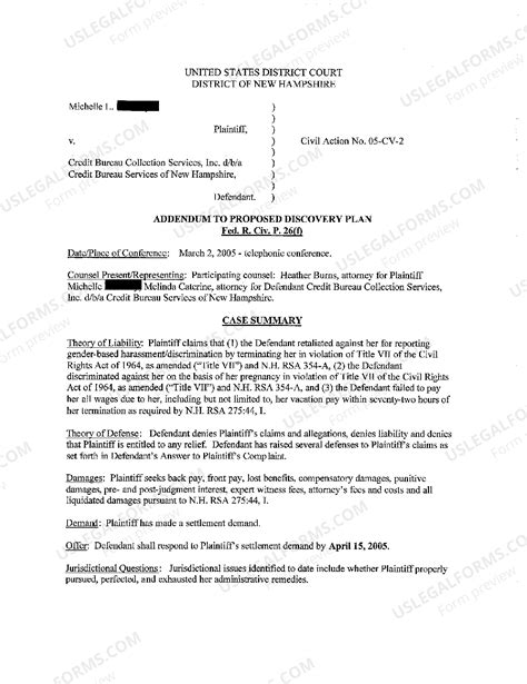 Sample Discovery Plan For Divorce Us Legal Forms