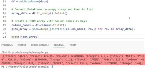 How To Convert A Dataframe To Json Array In Python