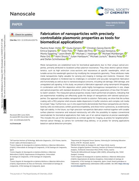 Pdf Fabrication Of Nanoparticles With Precisely Controllable