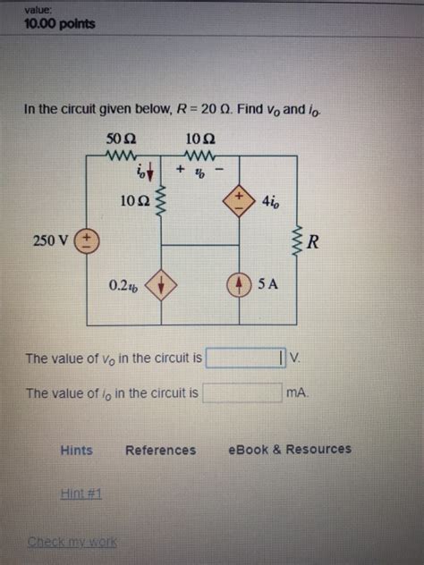 solved value 10 00 points in the circuit given below r 20