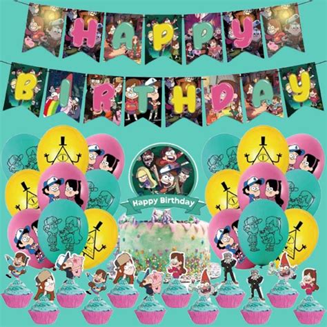 Gravity Falls Cartoon Advanced Happy Birthday Party Banner Cake Topper