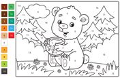 Bear Color By Number Free Printable Coloring Pages