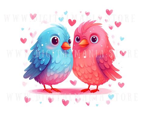 Cute Cartoon Love Birds