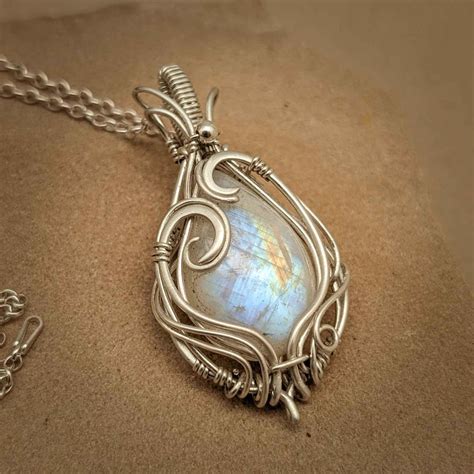 Large Moonstone Pendant Necklace 925 Silver Gemstone Jewelry T For