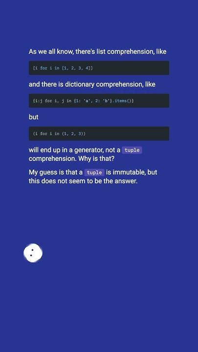 Why Is There No Tuple Comprehension In Python Shorts Youtube