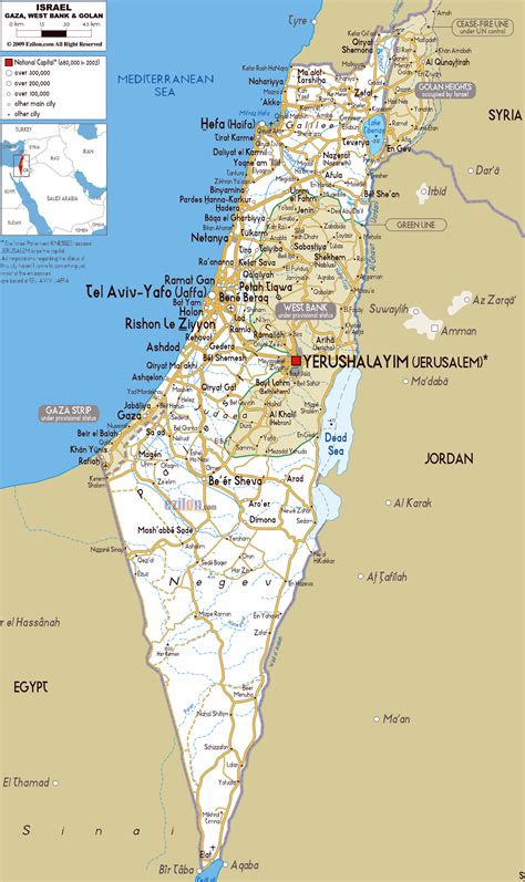 Detailed Roads Map Of Israel With All Cities And Airports
